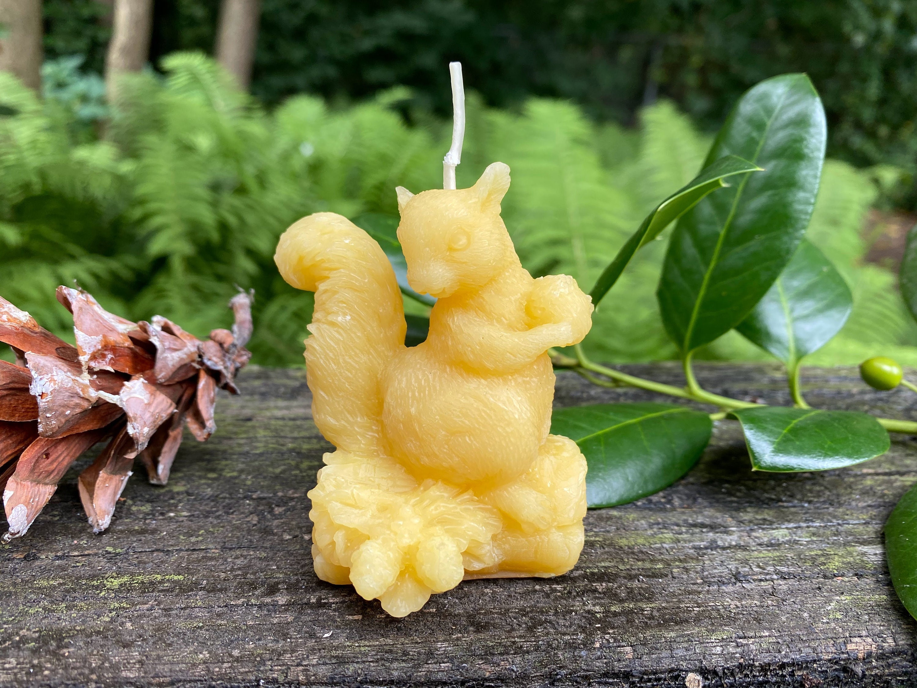 Squirrel Beeswax Candle / 100% Bees Wax Candles / Woodland Creature ...