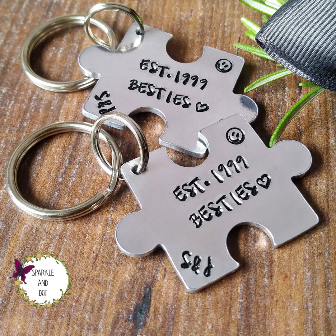 Personalised Best Friends Interlocking Puzzle Piece Keyring, Bridesmaid ...