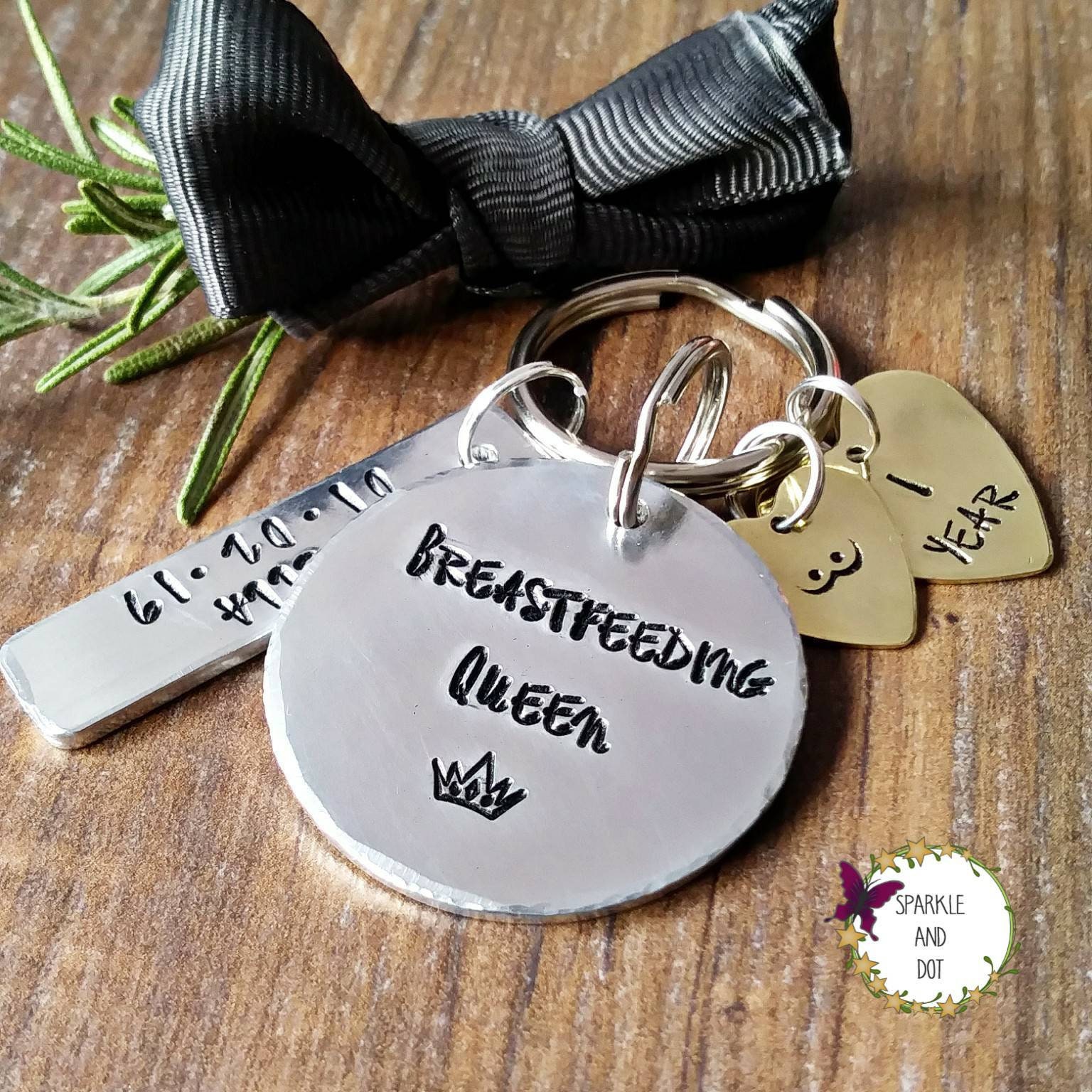 One Year Golden Boobies Breastfeeding Anniversary, Keyring, Mummy ...