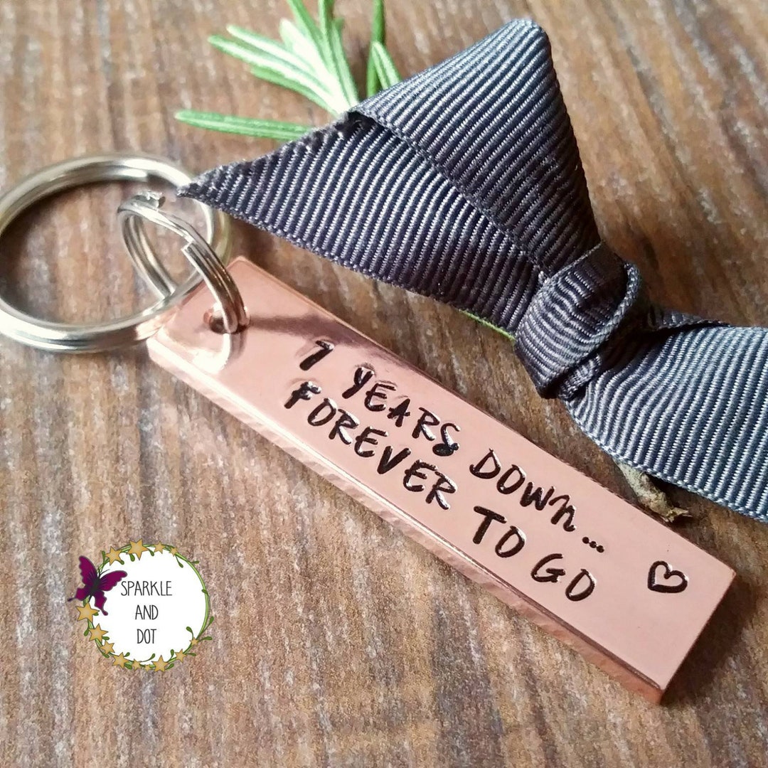 Copper Personalised 7th Anniversary Keyring, Husband Fob Keychain Gifts ...