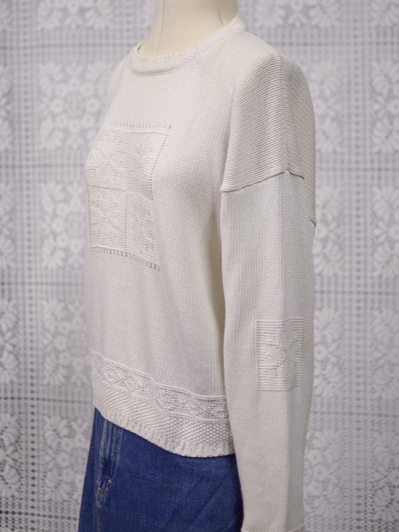 1990s St Michael white snowflake pattern square neck … - Gem