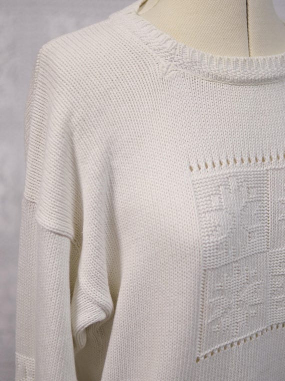 1990s St Michael white snowflake pattern square neck … - Gem