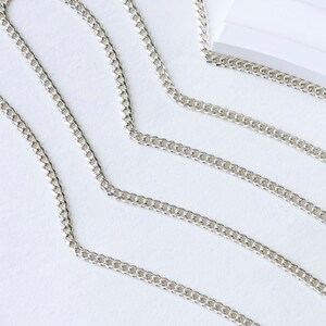 3x2.2mm S925 Curb Chain, Sterling Silver Cuban Chain, Unfinished Cuban Chain for Jewelry Making ...