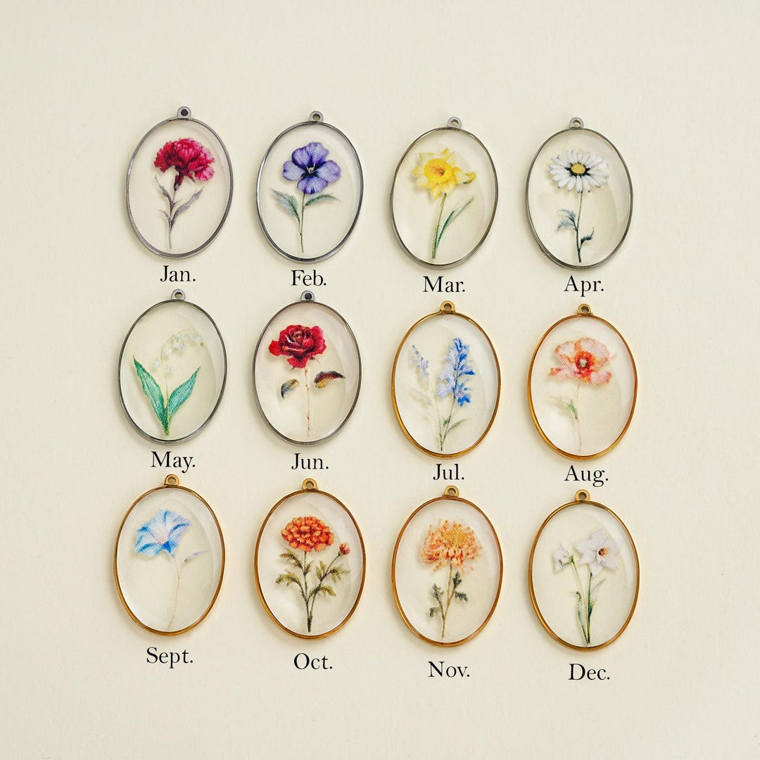 Birth Flower Charms, Birth Month Flower Charm for Earring Necklace DIY ...