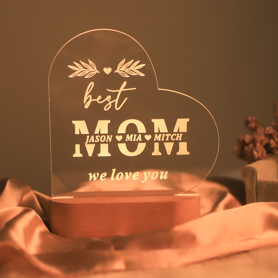 Best Mom Personalized Acrylic LED Night Light, Mothers Day Gift, Custom ...