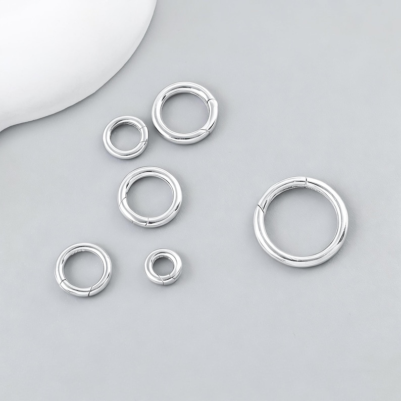 925 Sterling Silver Round Push Clasp, Round Carabiner Clasp, Round ...