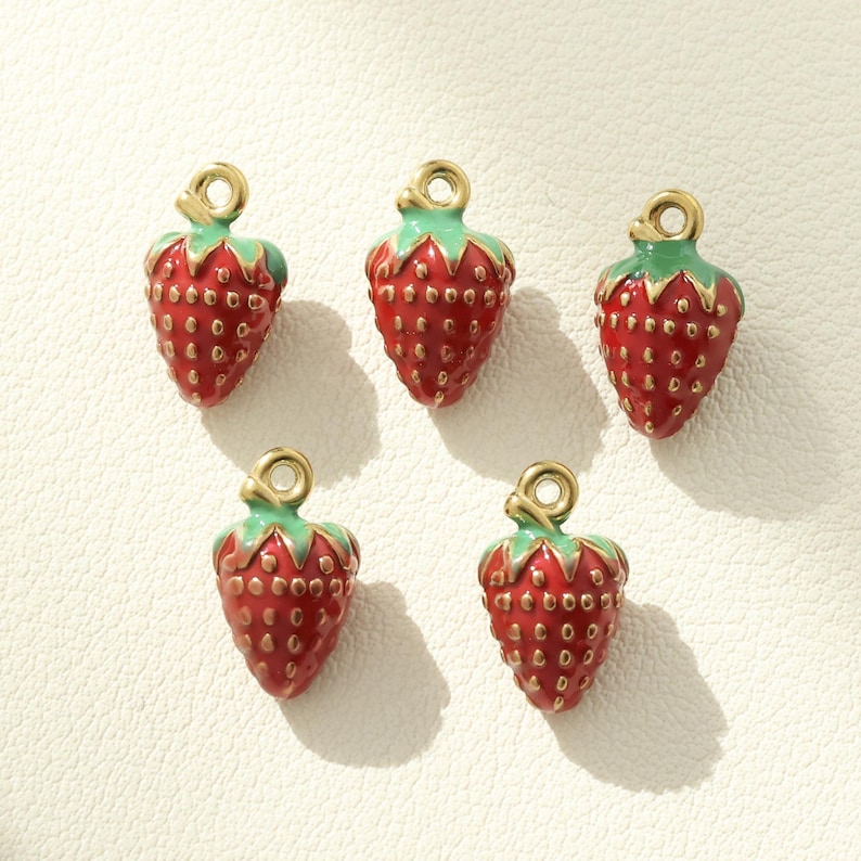 Gold Plated Strawberry Charm, Fruit Charm, Mini Fruit Charm, Mini ...