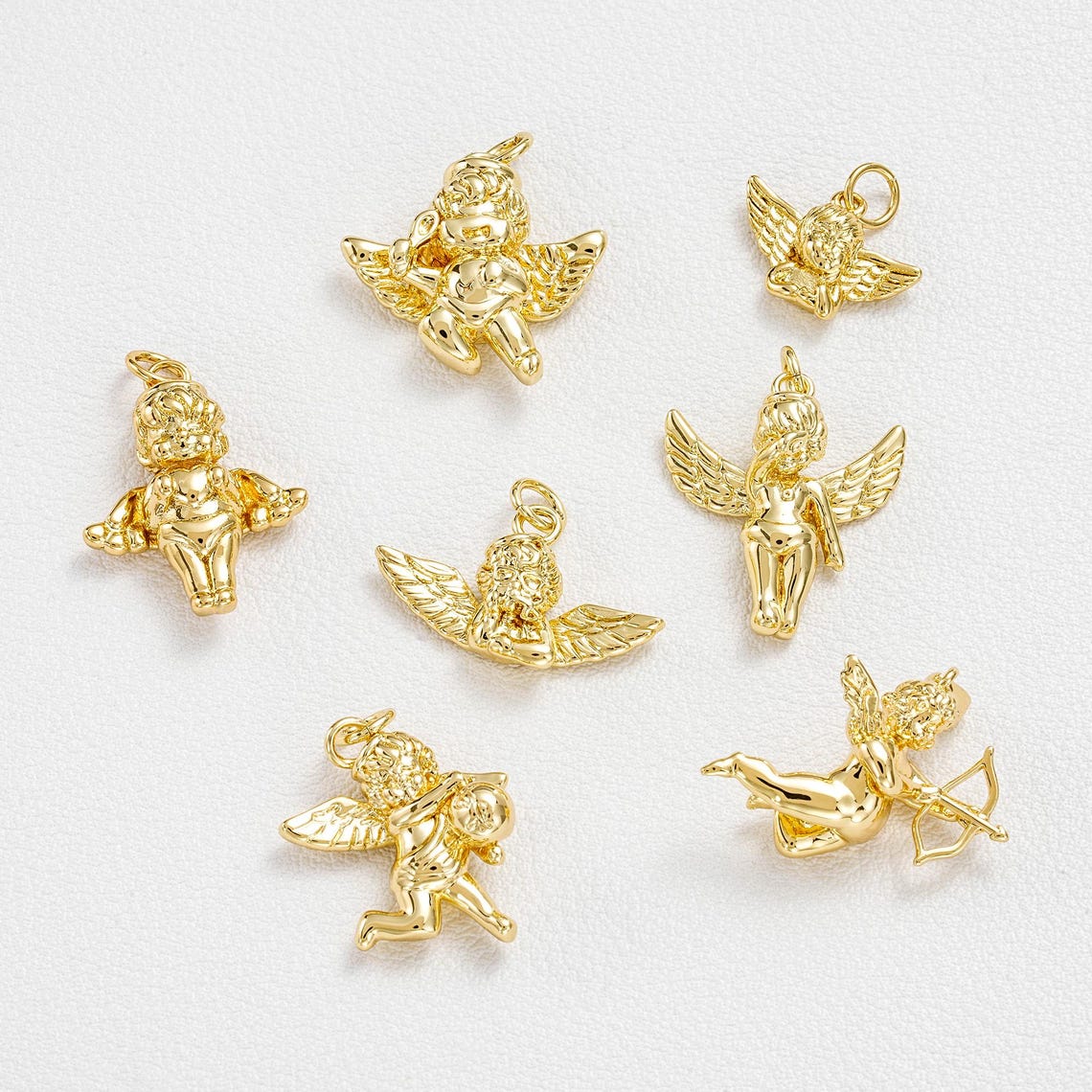 Gold Plated Angel Charm, 3D Angel Charm, Cute Cupid Charm, Baby Angel ...