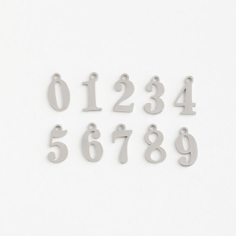 Gold or Silver Number Charms, Gold Plated Number Pendant, Number ...