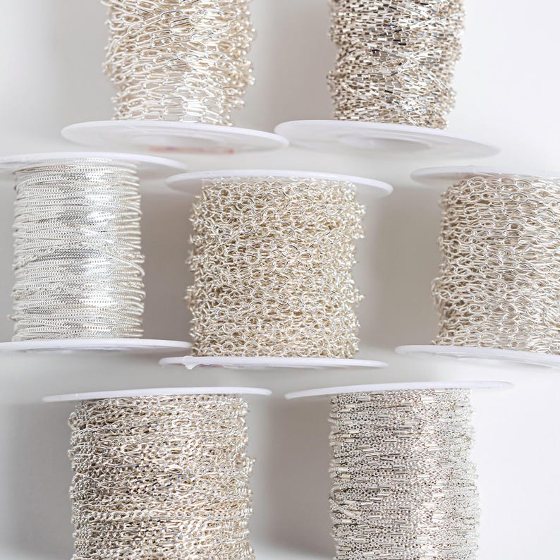 Bulk Sterling Silver Chain, Water Wave Chains, Paperclip Chains, Heart ...