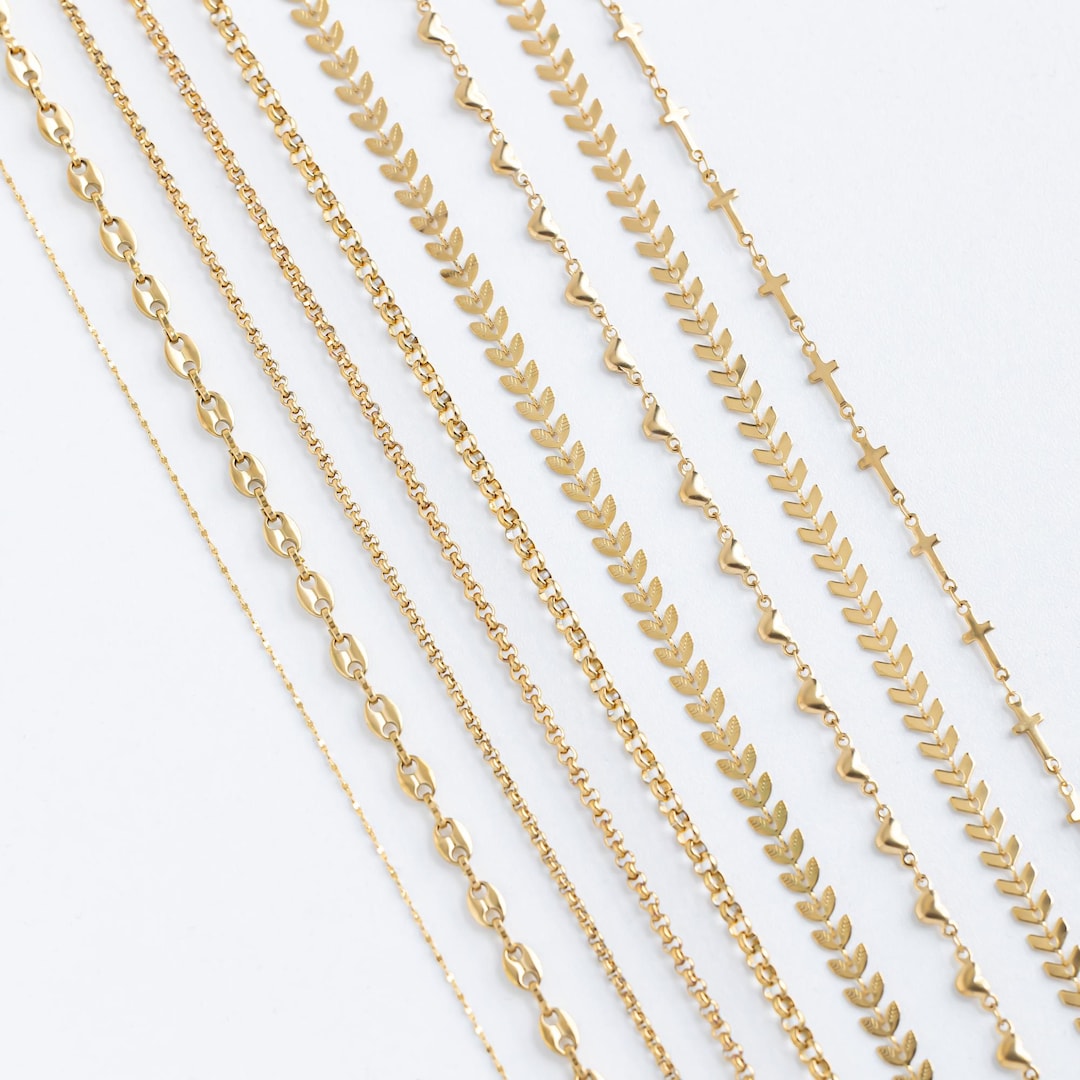 Gold Plated Stainless Steel Chain, Bulk Gold Plated Chain, Unfinished ...
