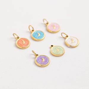 Stainless Steel Moon Charm, Colorful Round Moon Pendant, Moon Pendant ...