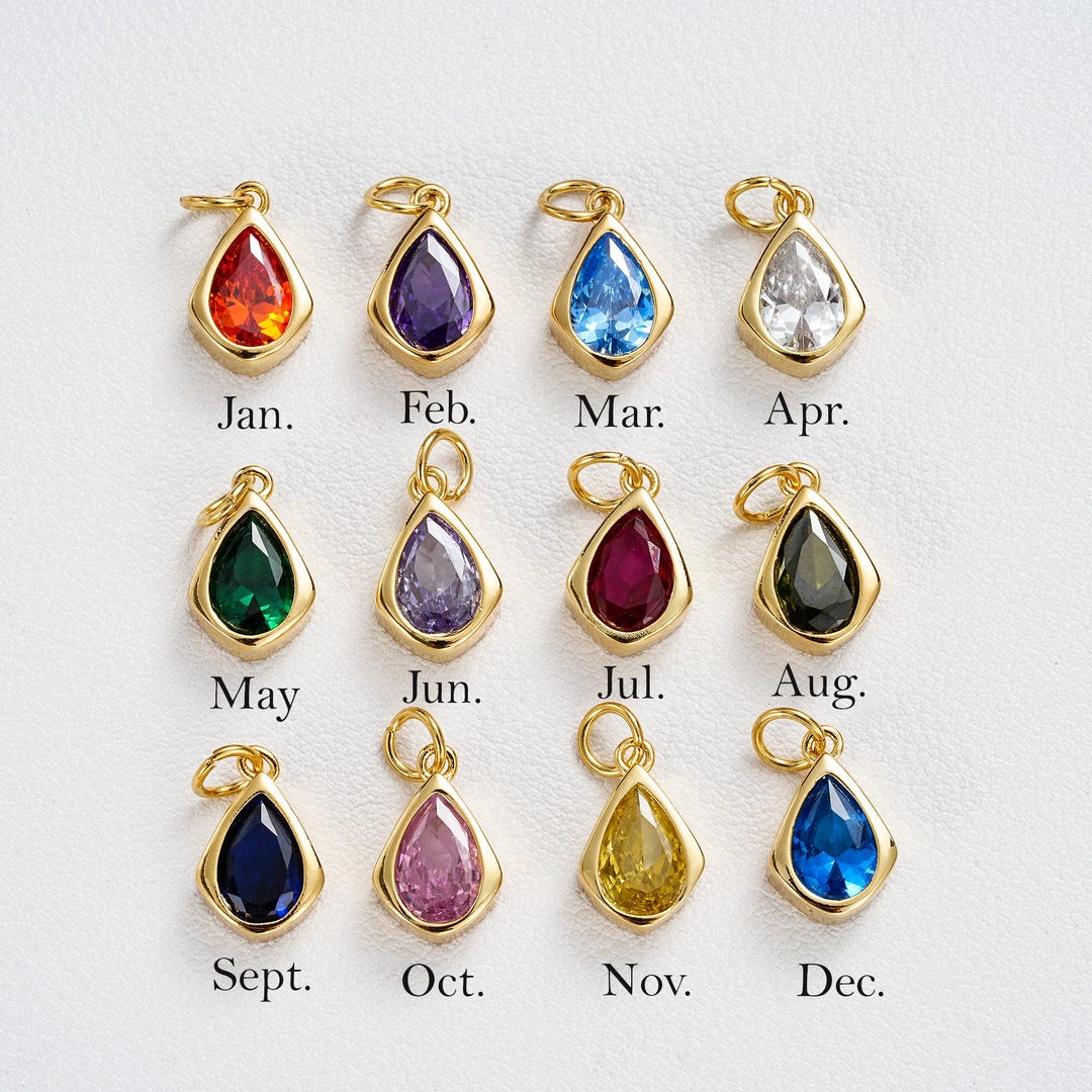 Teardrop Birthstone Charm, Birth Month Stone Charms, Pensonalied Charm ...