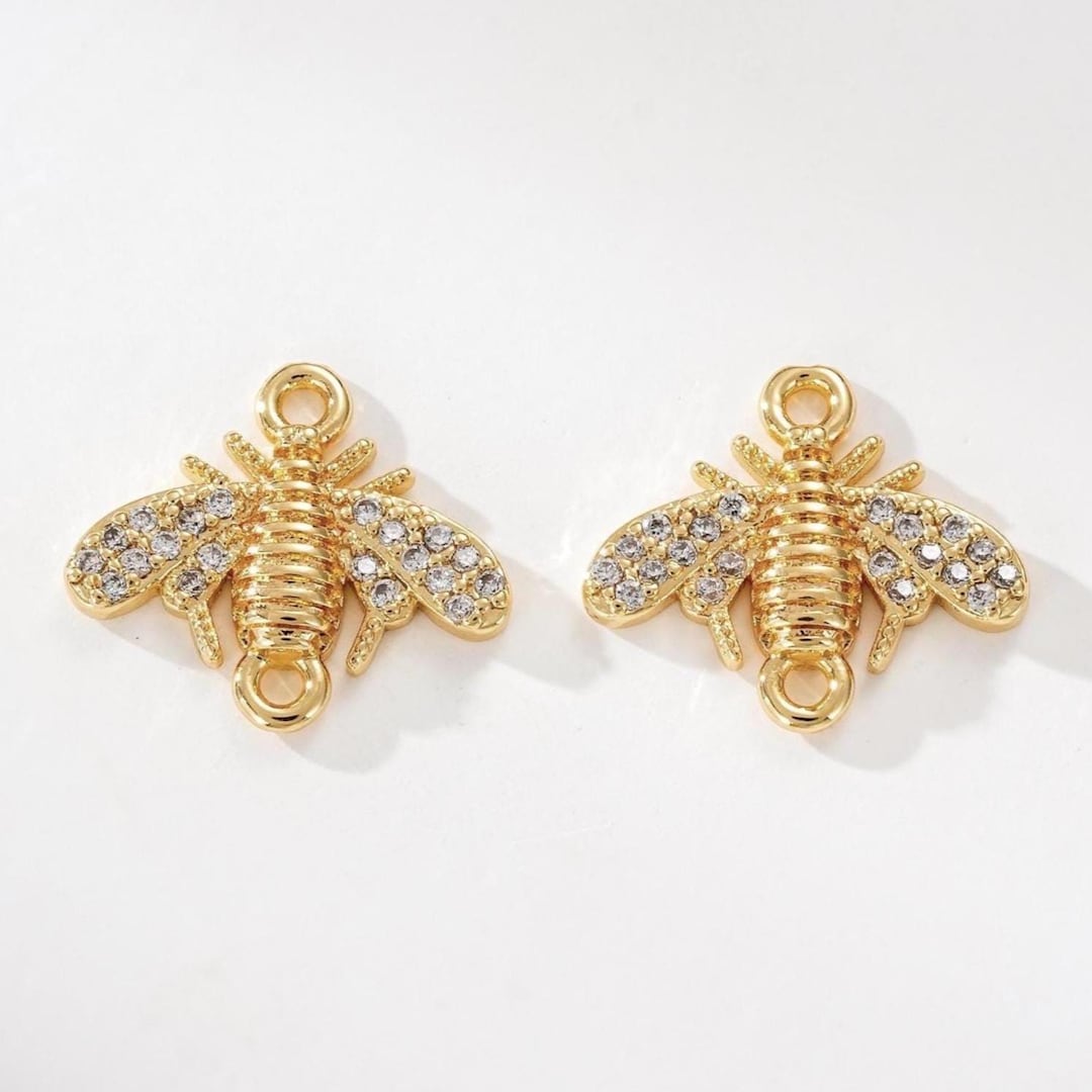 Bee Connector, Micropavé CZ Flying Connector, CZ Bee Charm, Insect ...