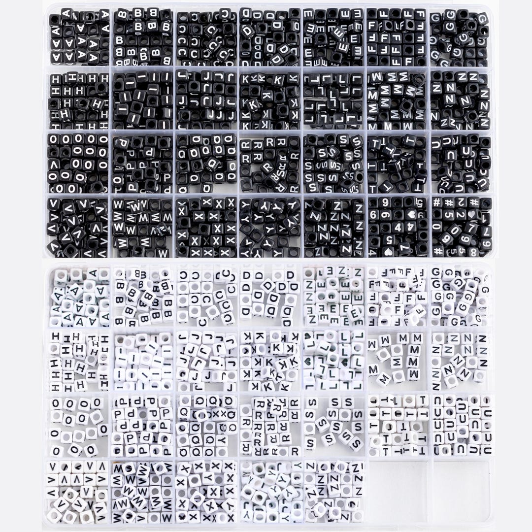 50pcs Cube Letter Beads, Cube Initial Letter Beads Kit, Personalize ...