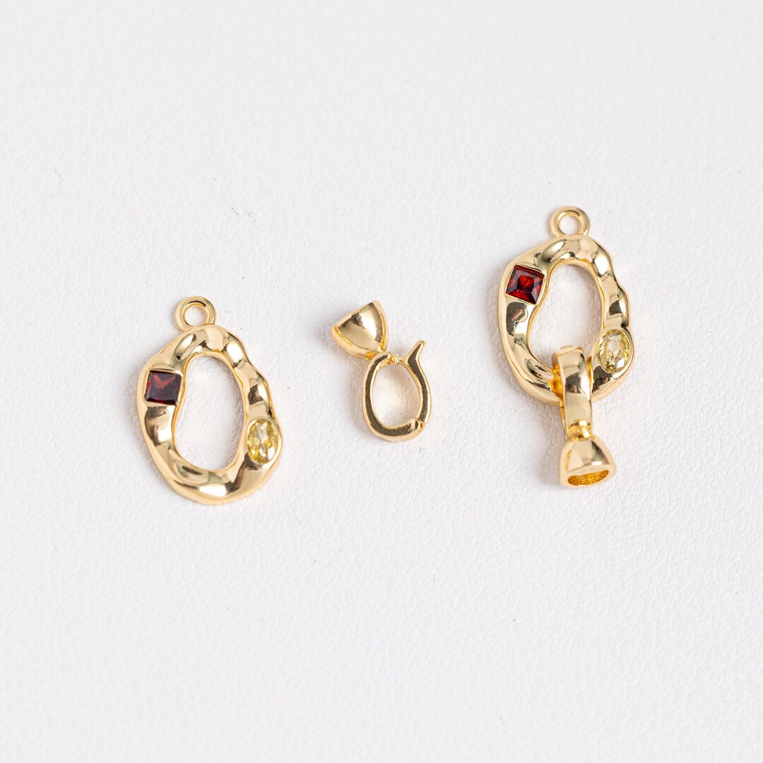 14K Gold Plated Pearl Clasp, Gem Pearl Clasp, Irregular Shape Gem Pearl ...
