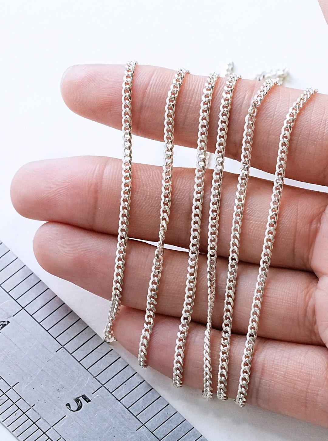 3x2.2mm S925 Curb Chain, Sterling Silver Cuban Chain, Unfinished Cuban Chain for Jewelry Making ...