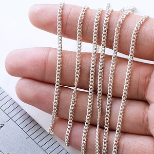 3x2.2mm S925 Curb Chain, Sterling Silver Cuban Chain, Unfinished Cuban Chain for Jewelry Making ...