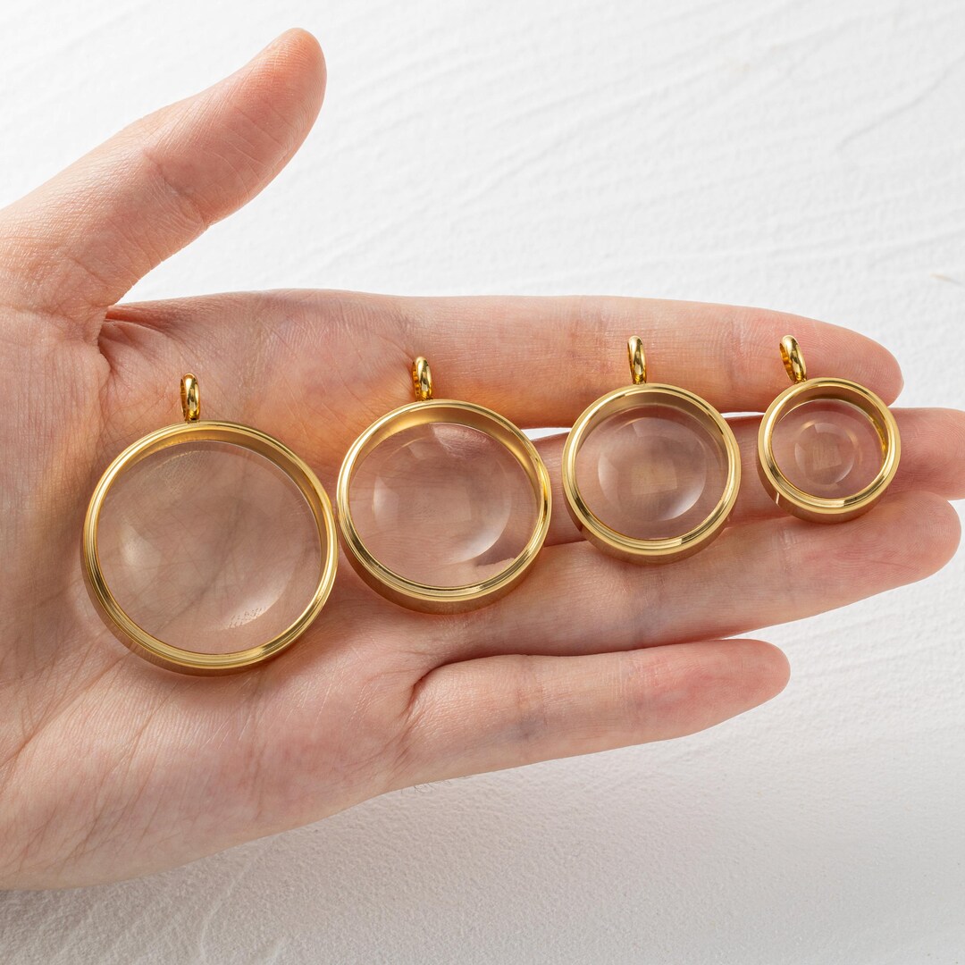 Floating Locket Charm, Clear Glass Floating Charm, Convex Glass Locket ...