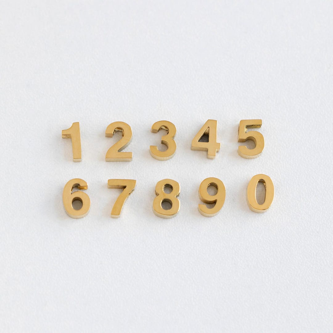 Gold Plated Number Bead, Number Bead, Gold Number Beads, Number Charms ...