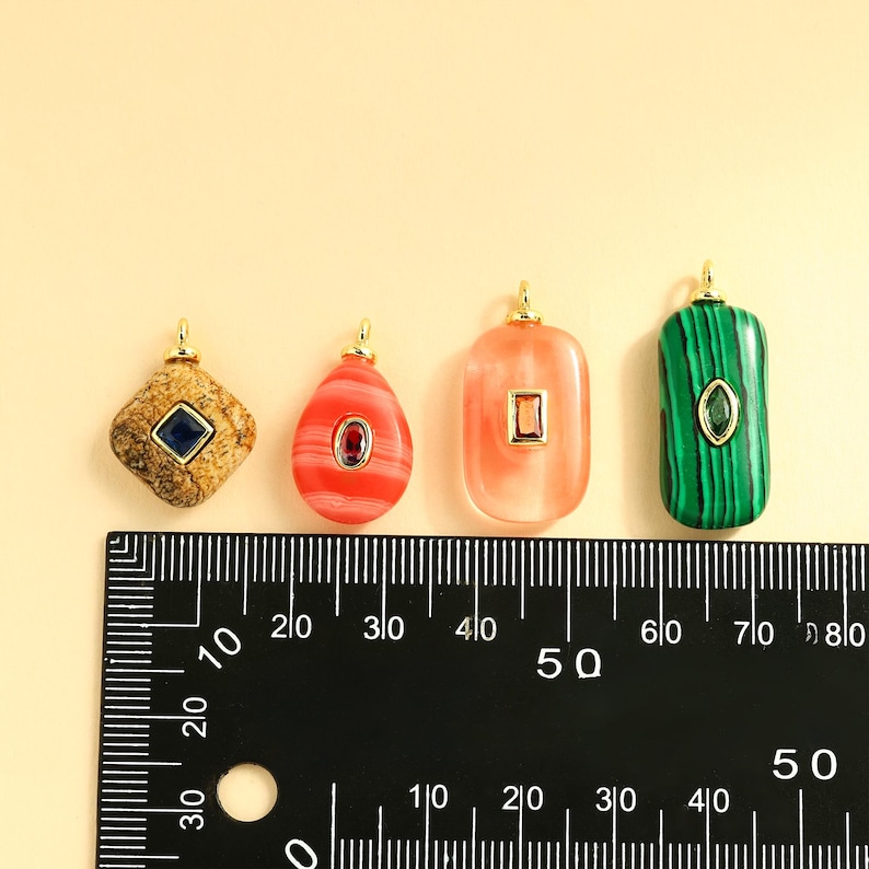Natural Stone Charm, Stone With Gemstone Pendant, Jewelry Making - Etsy