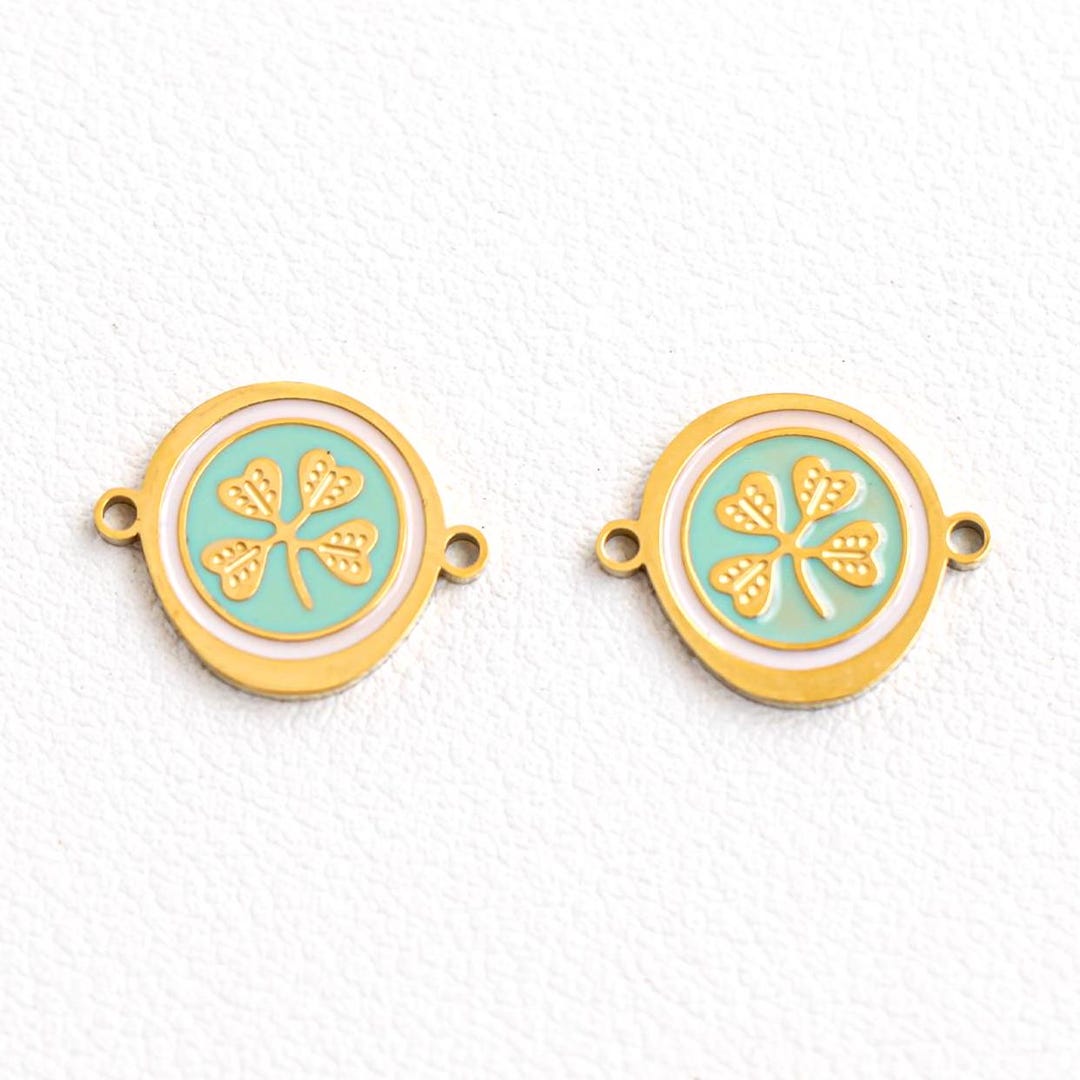 Stainless Steel Four Leaf Clover Connector Charm, Clover Lunky Charm ...