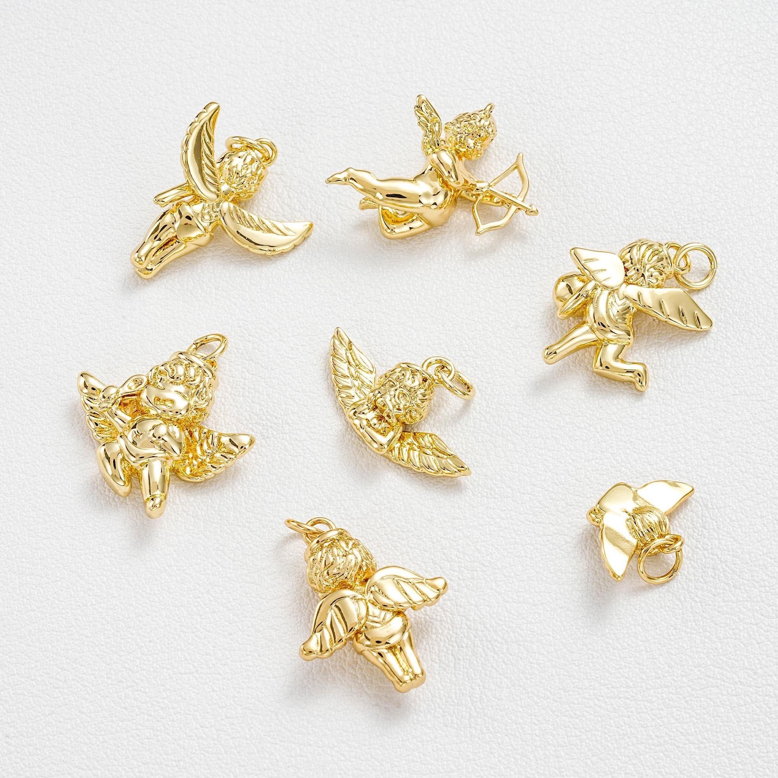 Gold Plated Angel Charm, 3D Angel Charm, Cute Cupid Charm, Baby Angel ...