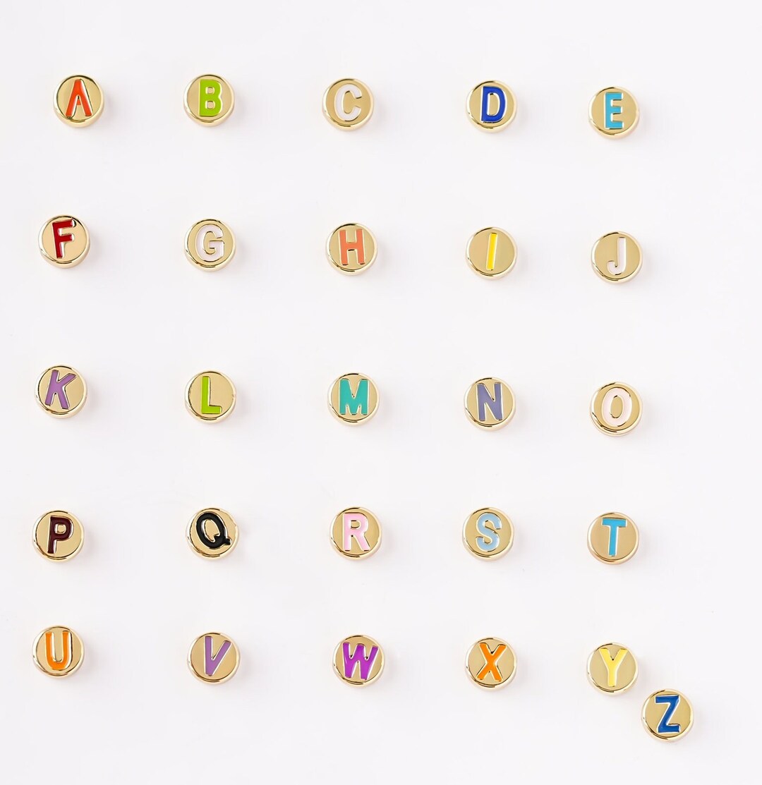 8mm Gold Plated Letter Bead, Colorful Letter Bead, Initial Alphabet ...