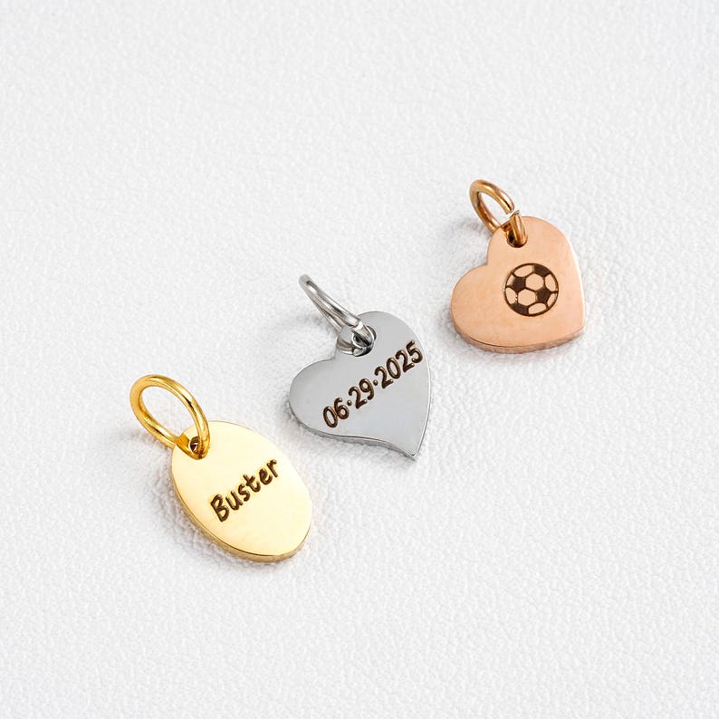 5PCS Stainless Steel Custom Tag Charm, Round Oval Rectangle Diamond ...