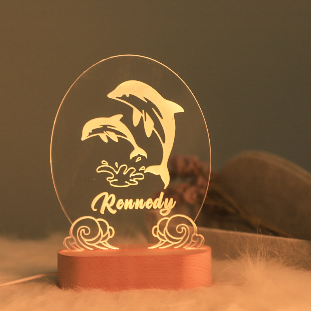 Dolphin LED Night Light, Personalized Acrylic Night Light, Dolphin Gift ...