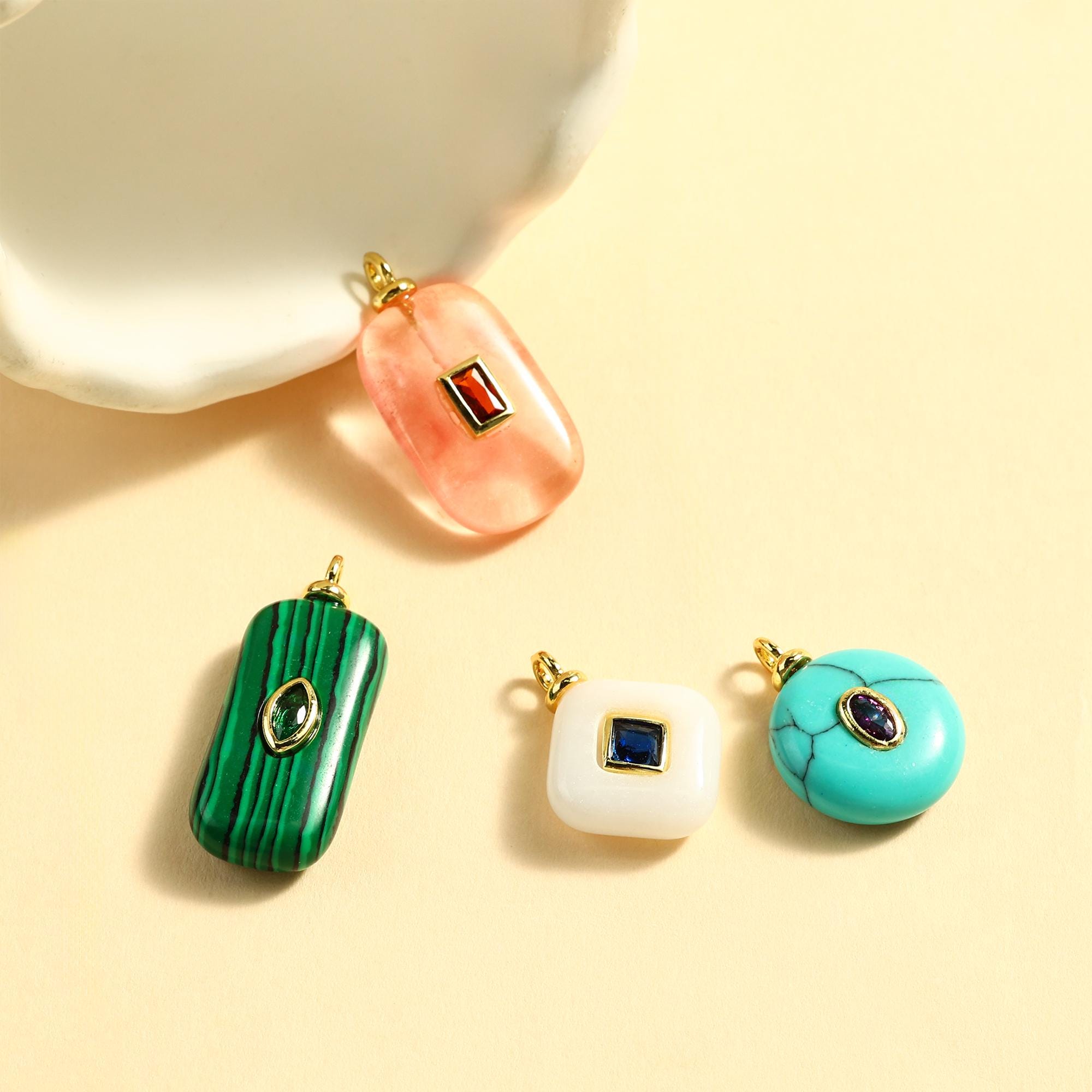 Natural Stone Charm, Stone With Gemstone Pendant, Jewelry Making - Etsy