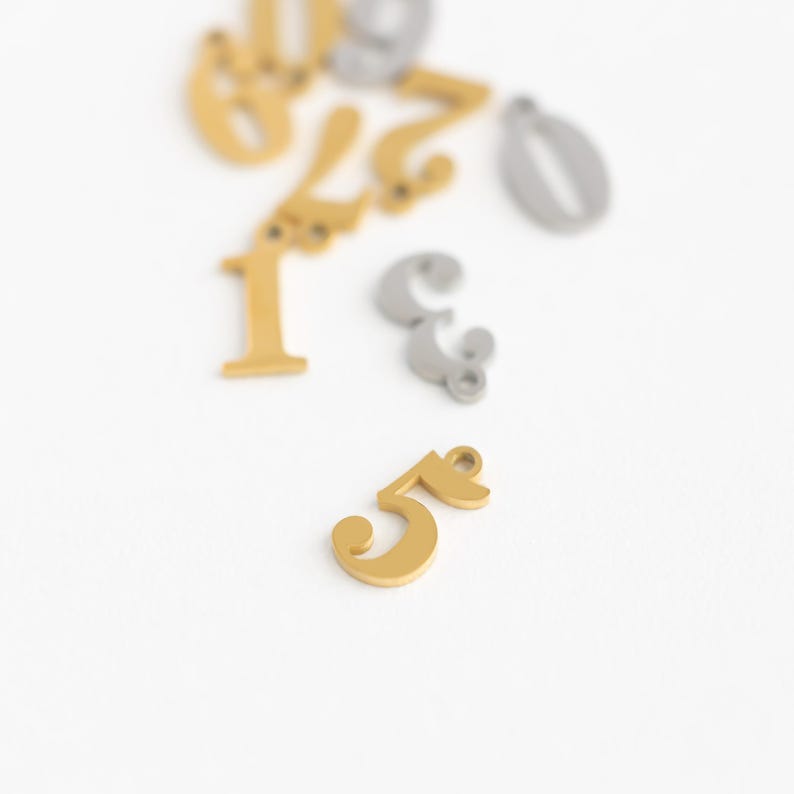 Gold or Silver Number Charms, Gold Plated Number Pendant, Number ...