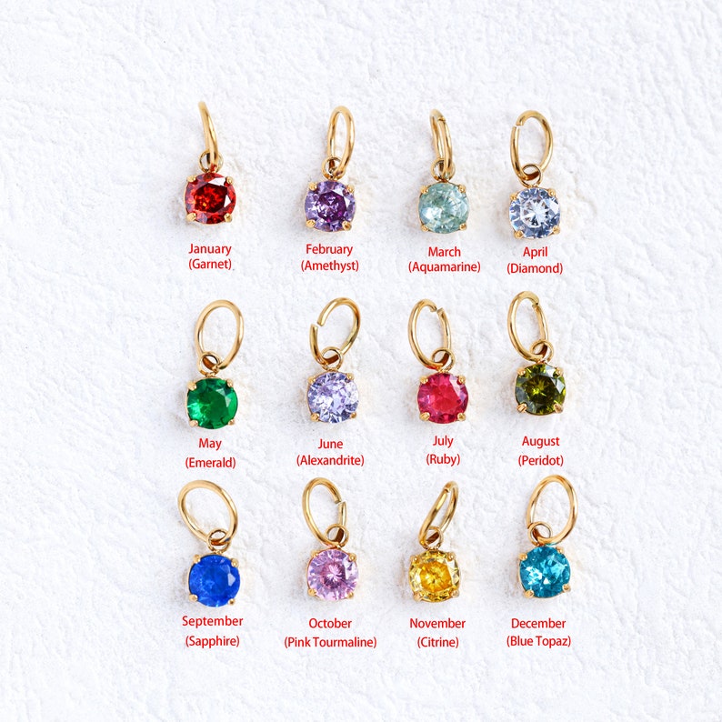 Birthstone Charm, Bulk CZ Birthstone Charms, Birth Month Pendant ...