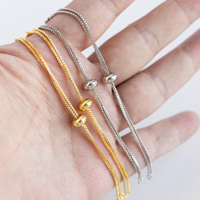 18K Gold Plated Adjustable Chain, Half-finished Adjustable Bracelet ...