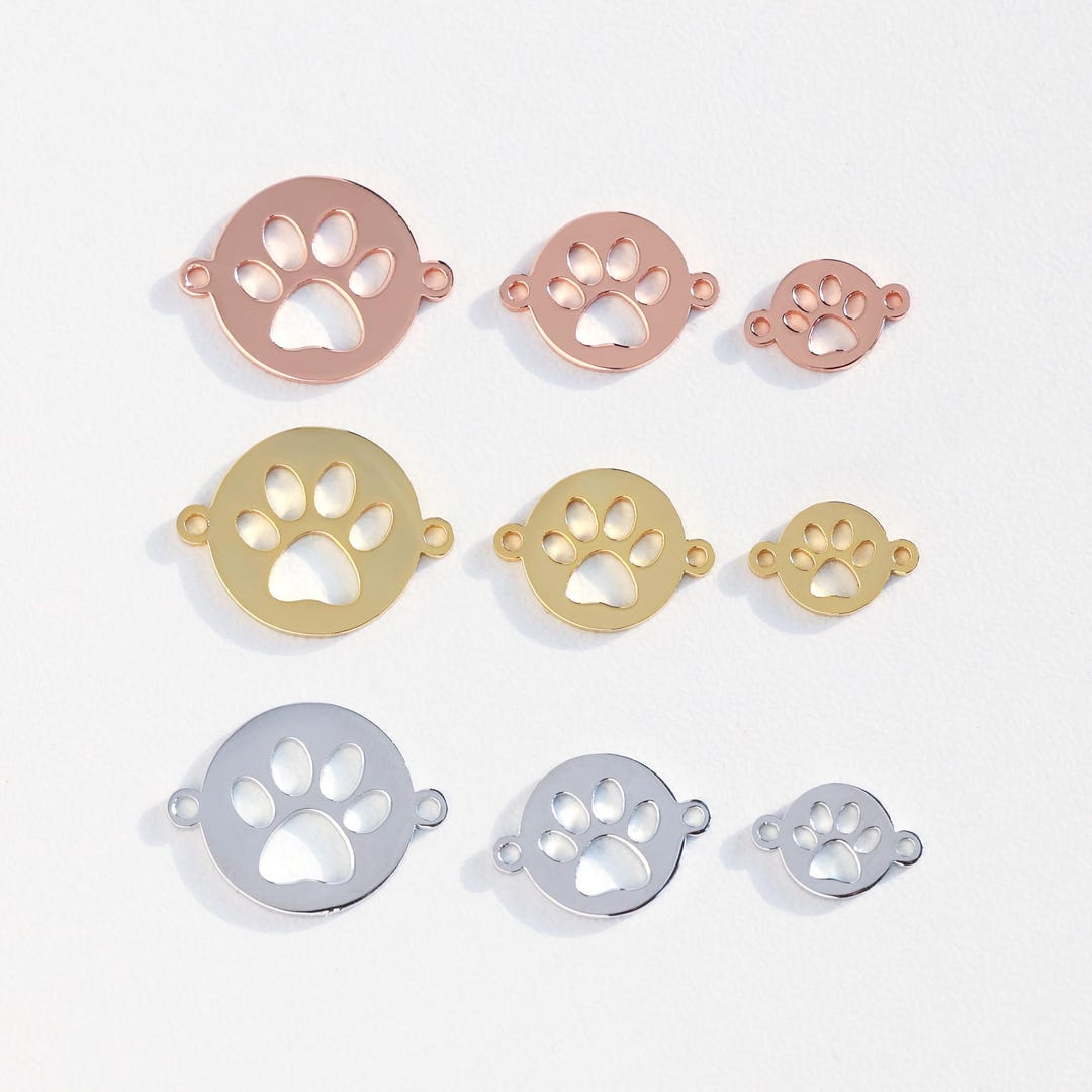 S925 Dog Paw Print Connectors, Bulk Dog Paw Connector Set, Animal Pet ...