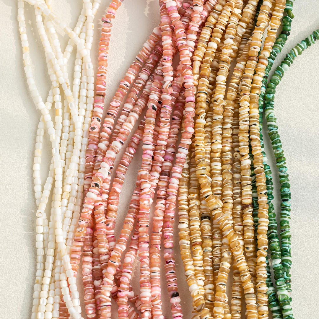 Bulk Shell Beads, Bulk Beads, 5mm Shell Beads, Pink/white/green/ Ginger ...