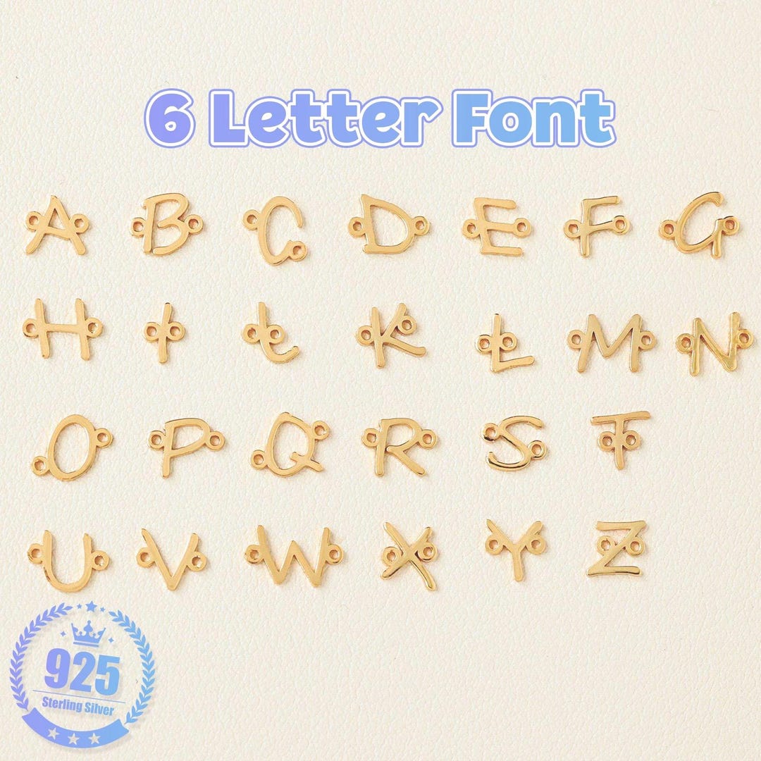925 Sterling Silver Letters Connector Charm, A-Z Letter Connector Charm ...