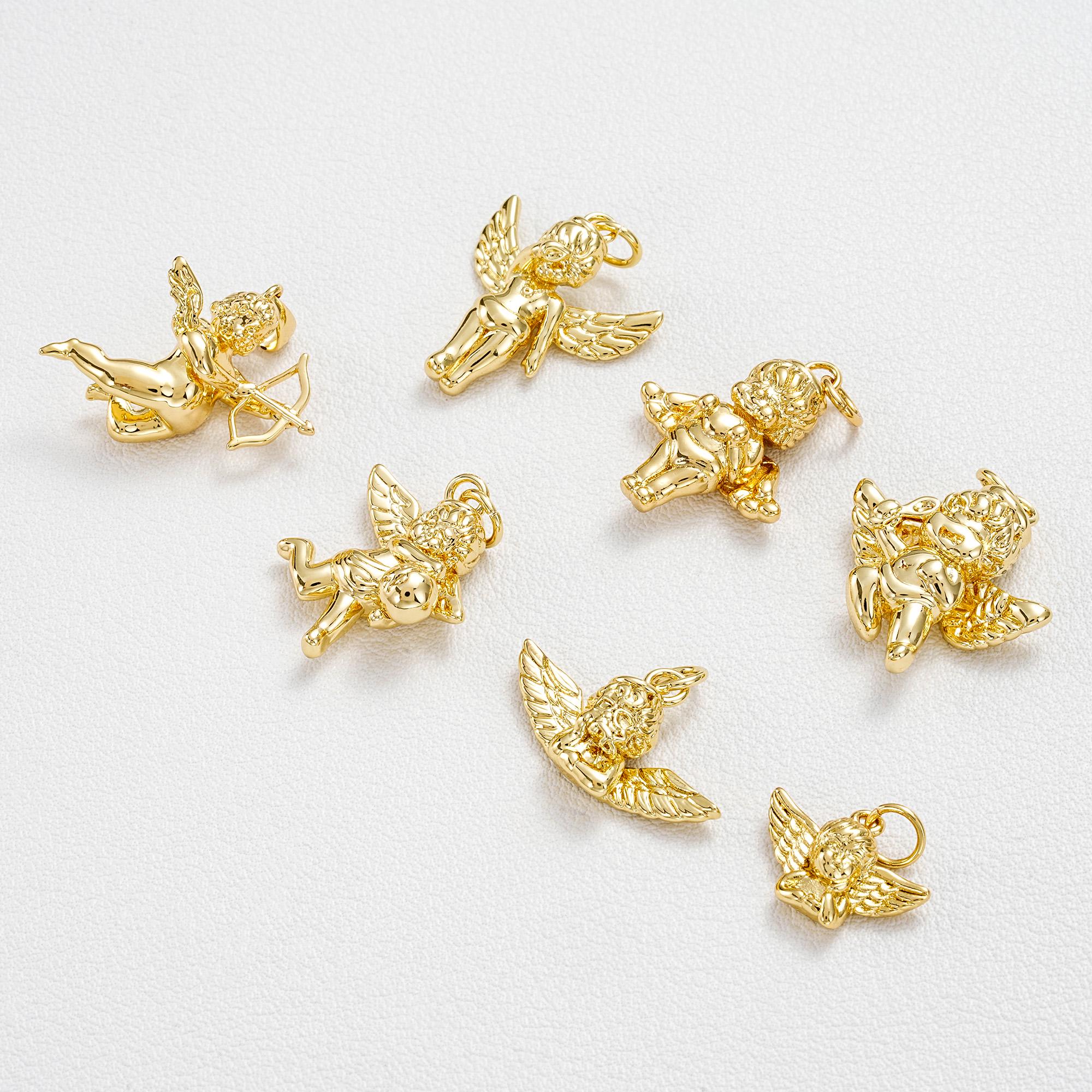 Gold Plated Angel Charm, 3D Angel Charm, Cute Cupid Charm, Baby Angel ...
