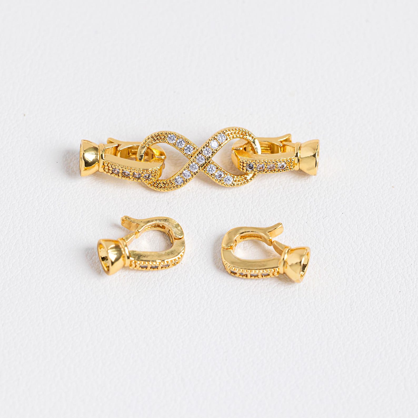 14K Gold Plated Bowknot Pearl Clasp, Removable Clasp Connector, Double ...