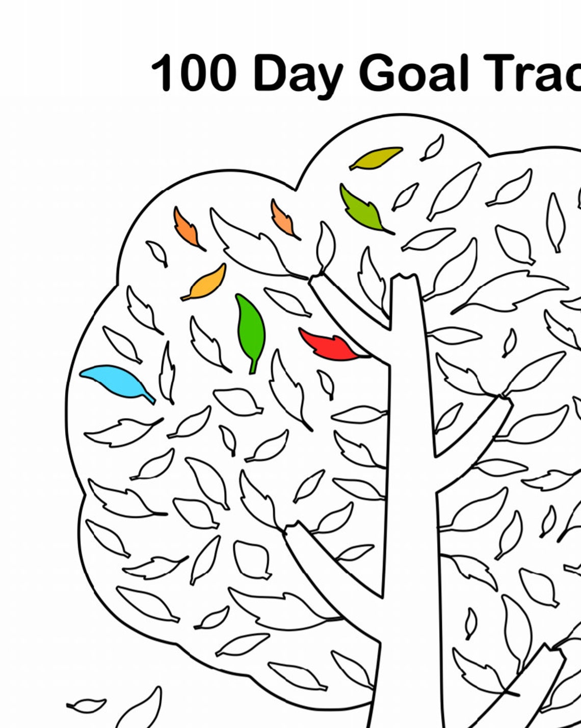 Fall Leaves 100 Day Goal Tracker: Coloring Page (digital Download) - Etsy