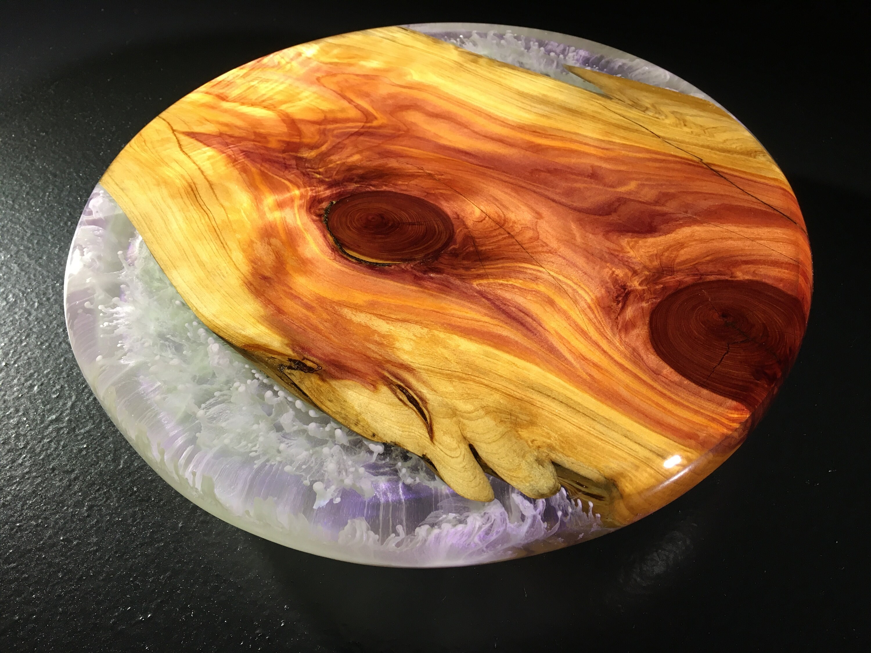 12" Round Red Cedar Epoxy Table Centerpiece Table Art Display Board ...