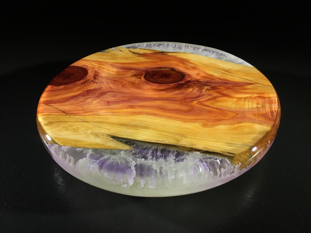 12" Round Red Cedar Epoxy Table Centerpiece Table Art Display Board ...