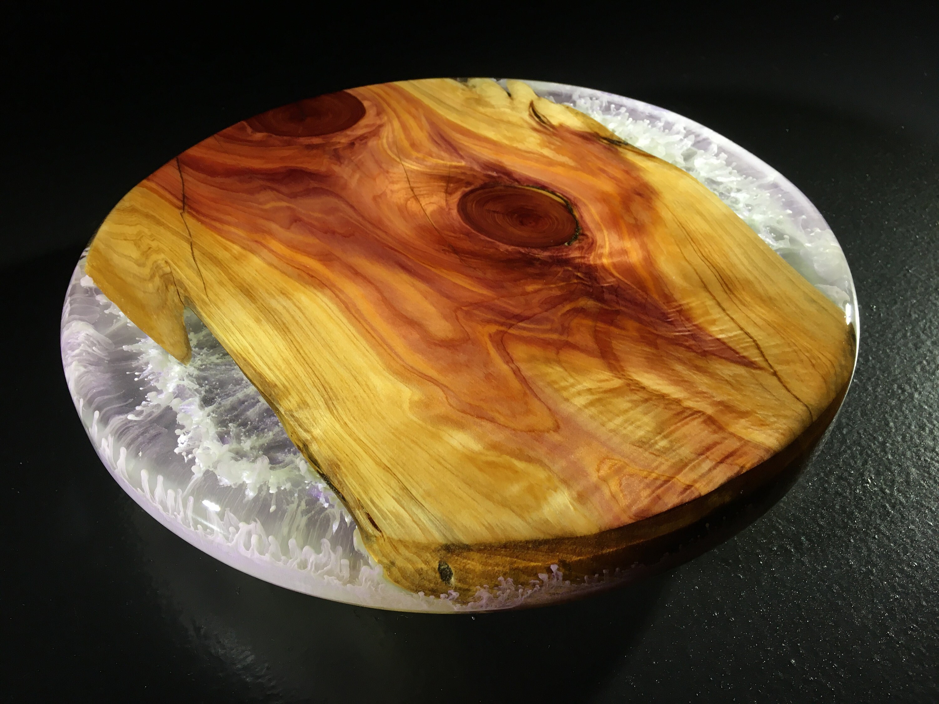 12" Round Red Cedar Epoxy Table Centerpiece Table Art Display Board ...