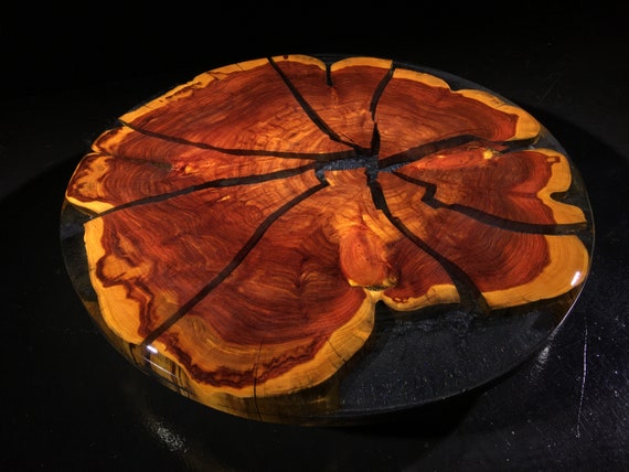 20 Round Red Cedar End Table Wood Slab Epoxy Side Table | Etsy