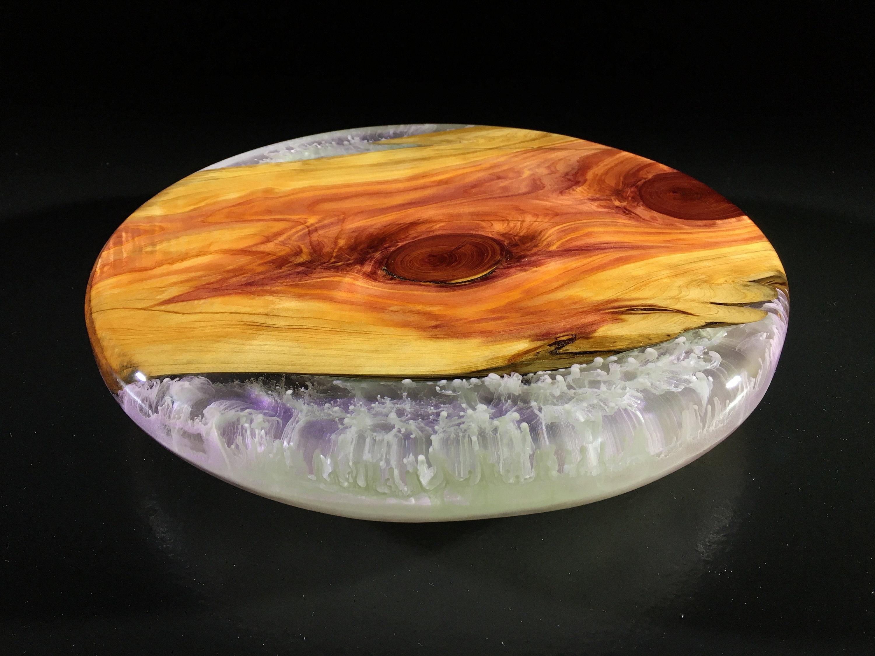 12" Round Red Cedar Epoxy Table Centerpiece Table Art Display Board ...