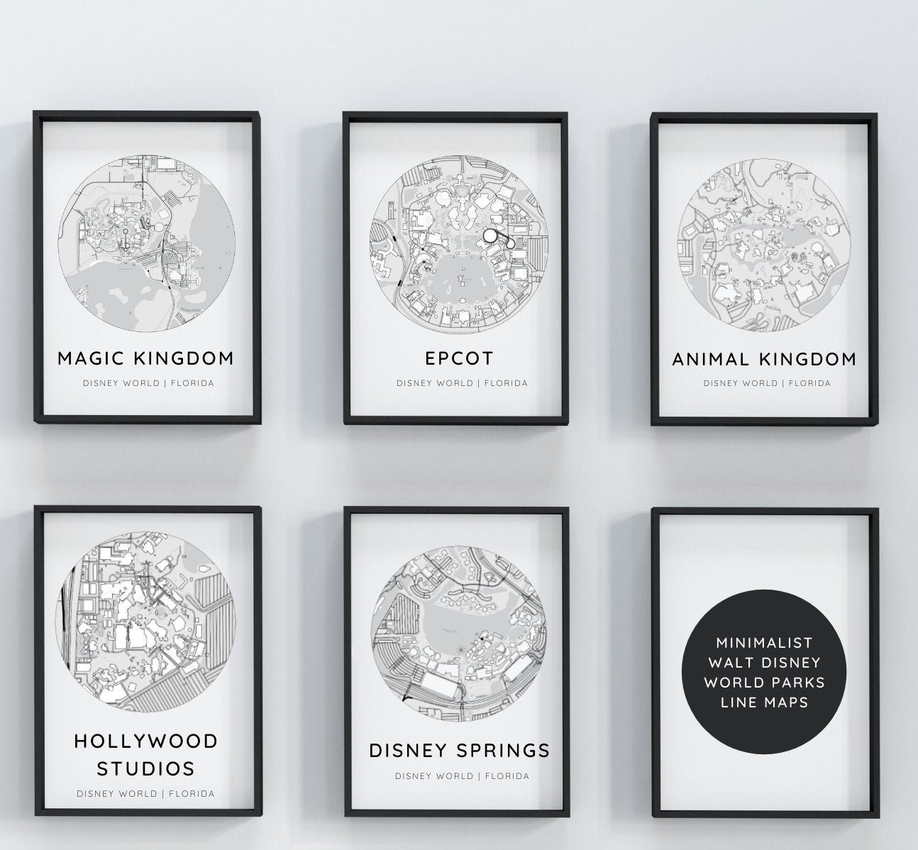 Walt Disney World Minimal Line Map Art Print Florida USA Map Art Poster ...