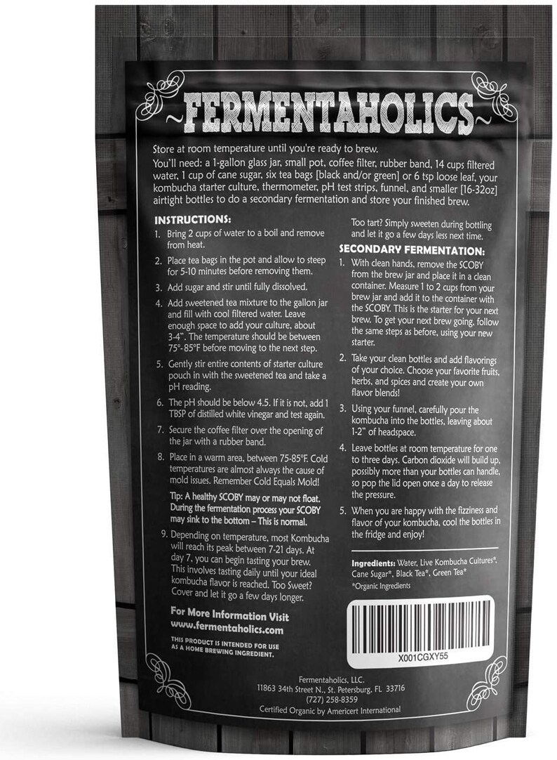 Kombucha Ingredient Kit - Comes With SCOBY, Tea, Sugar - Make Your Own ...