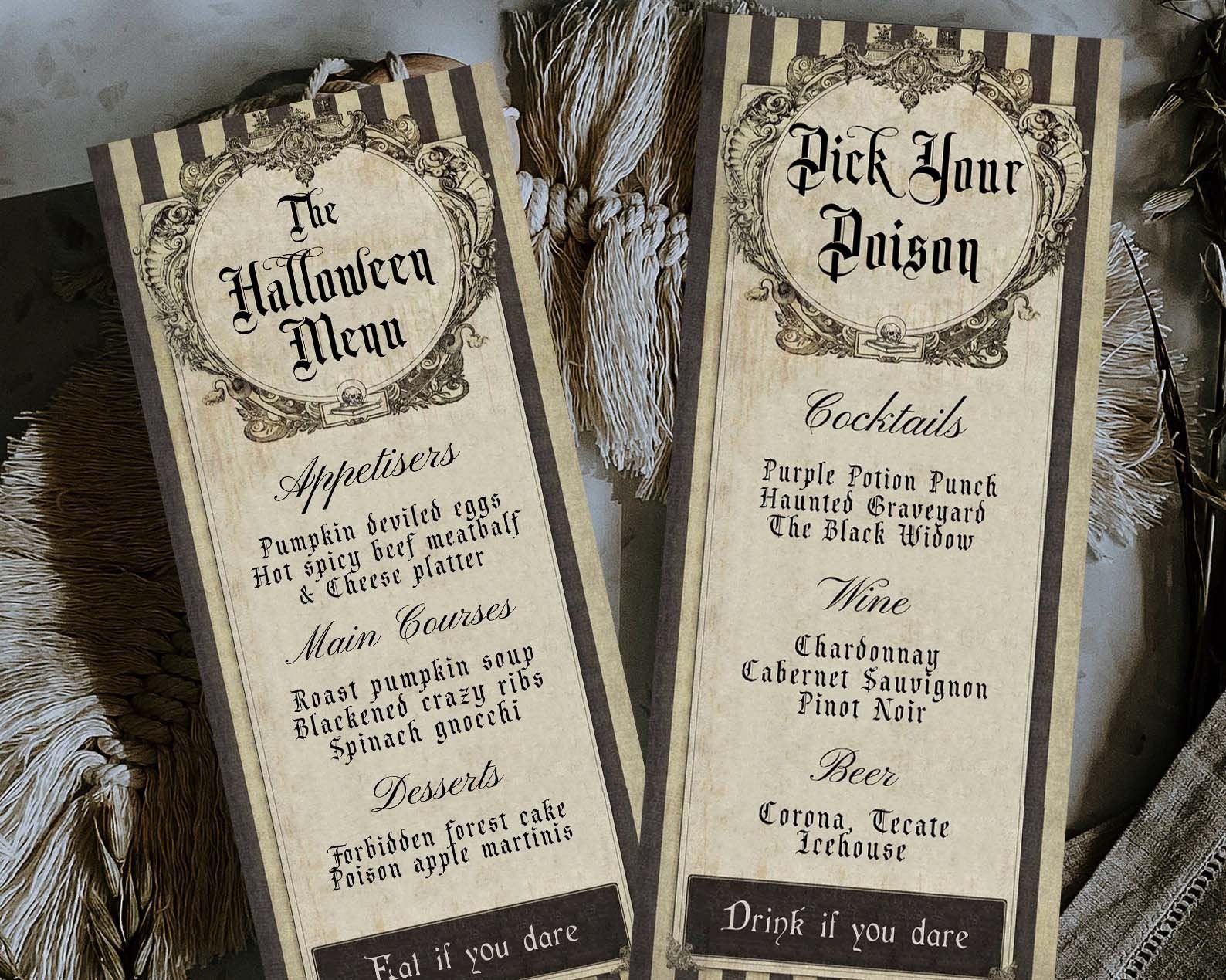 Halloween Menu Card Halloween Bar Menu Double Sided Menu - Etsy UK