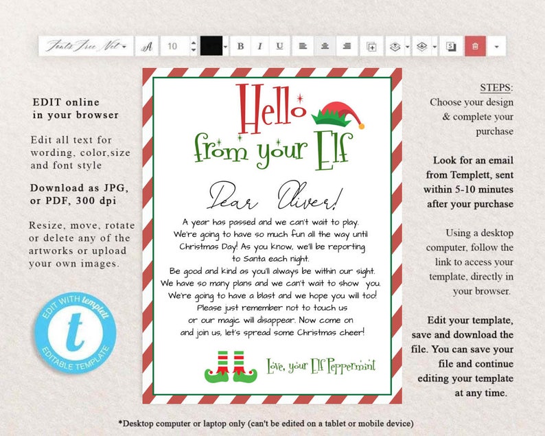 Editable Elf Letter Set I'm Back Hello From Your Elf | Etsy
