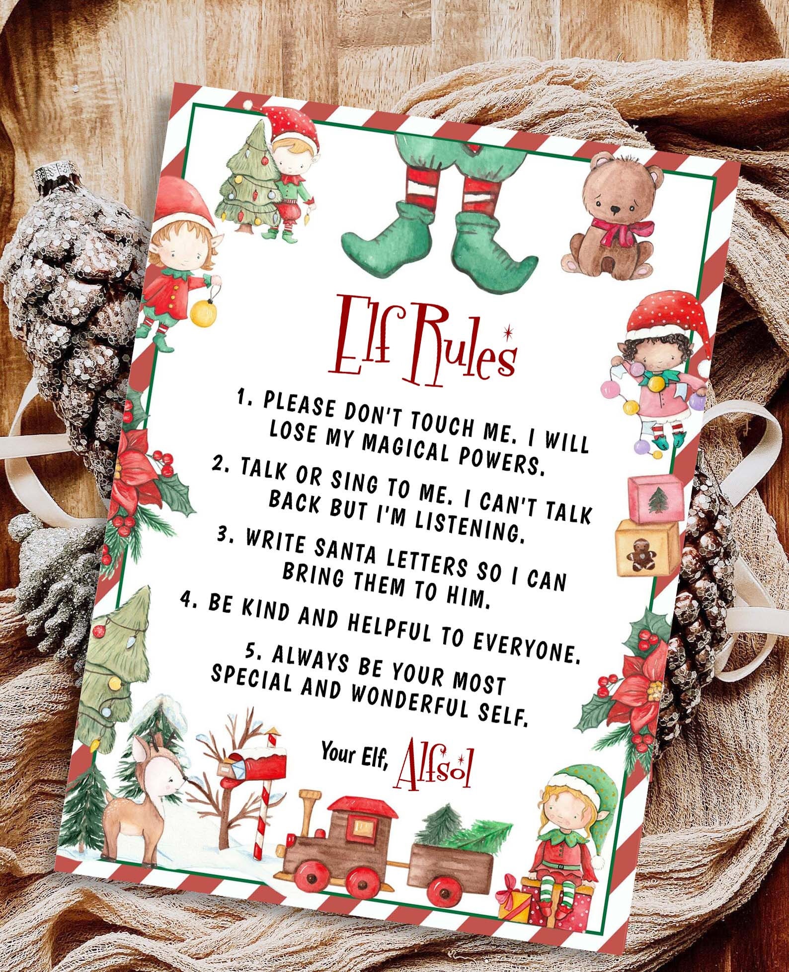 Editable Elf Rules to Follow Elf Arrival Rules Elf No - Etsy